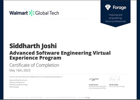 Siddharth Joshi 🛸 On Linkedin Softwareengineering Virtualinternship Walmartglobaltech