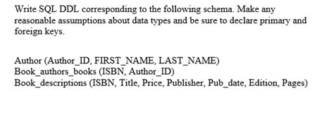 Solved Write SQL DDL Corresponding To The Following Schema Chegg Com