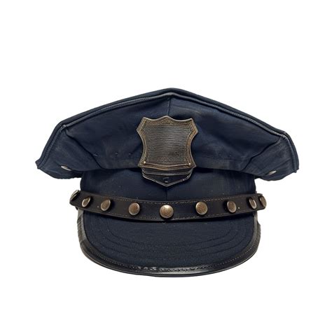 Vintage Police Hat Detailed Closeup View Classic Law Enforcement
