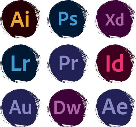 Download Set Of Popular Adobe Apps Icons In 2025 Adobe Apps Photoshop App Adobe Image