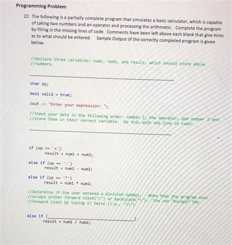 Solved Programming Problem The Following Is A Partially Chegg