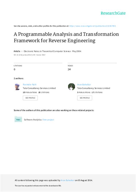pdf a programmable analysis and transformation framework for reverse