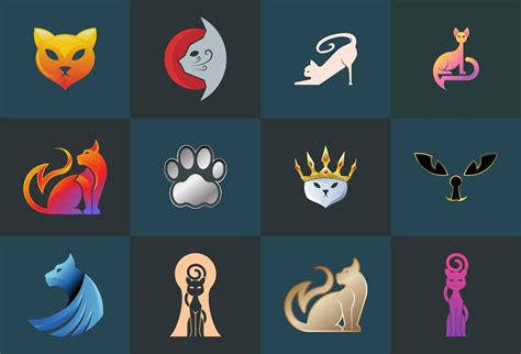 Collection Of Cat Logo Symbol Vector Template Technology And Beauty