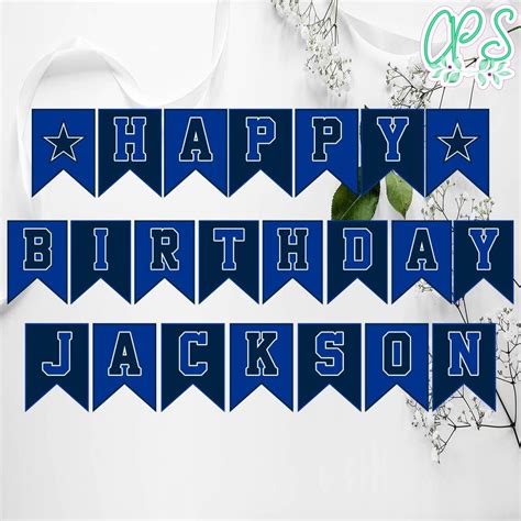 Dallas Cowboys Birthday Banner Instant Download Custompartyshirts