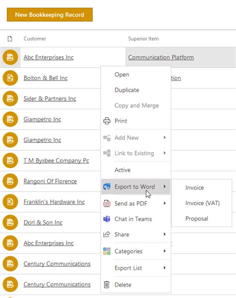 Data Export To Microsoft Word