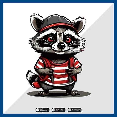 Premium Vector Colorful Cute Racoon Vector Tshirt Design