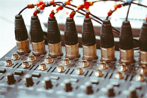Sockets For The Audio Cables In The Equipment Rack Stock Image Image
