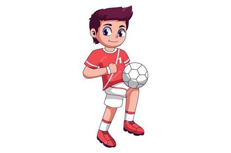 귀여운 축구 선수 캐릭터 디자인 일러스트 프리미엄 벡터