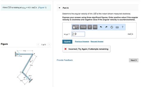 Solved If Link Cd Is Rotating At Wcd 4 5 Rad S Figure 1