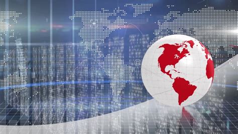 Animation Of World Map And Globe Over Grid Stock Video Video Of