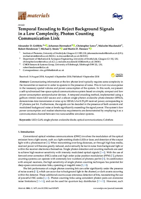 Pdf Temporal Encoding To Reject Background Signals In A Low