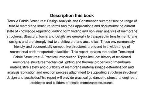 Pdf Tensile Fabric Structures Design Analysis And Construction
