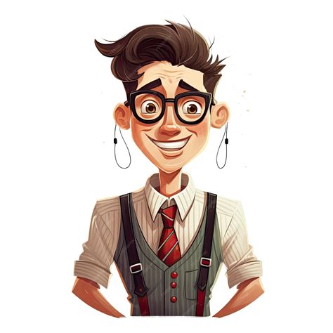 Premium Photo Geeky Male Character Cartoon Illustration Generative Ai