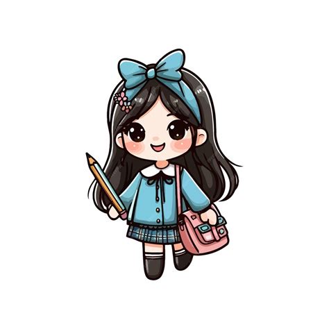 Hand Drawn Cute Girl Cartoon Illustration Premium Ai Generated Vector