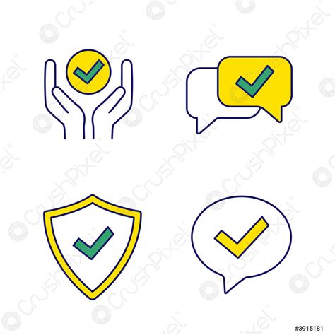 Approve Color Icons Set Stock Vector Crushpixel