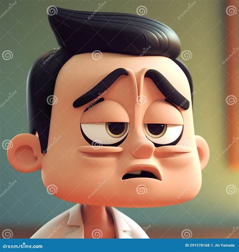 Sad Cartoon Man 3d Render Illustration With Depth Of Field Stock