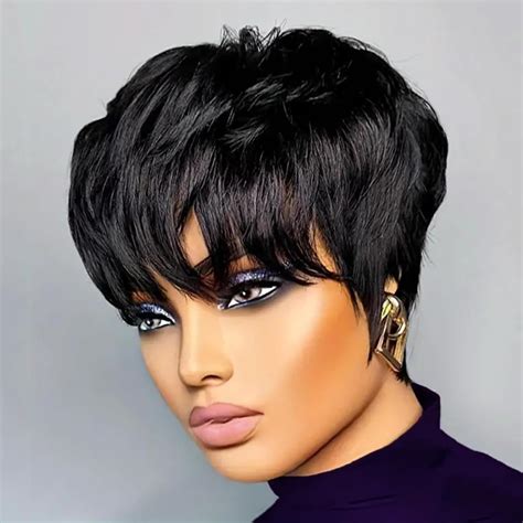 Ykhjh Pixie Cut Wig Human Hair Short Pixie Wigs For Black
