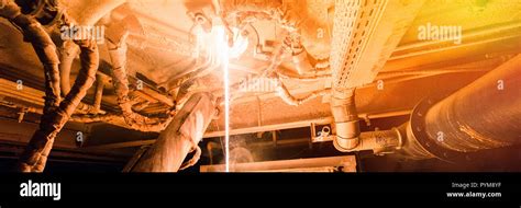 Process Of Fiberglass Production At Manufacture Background With