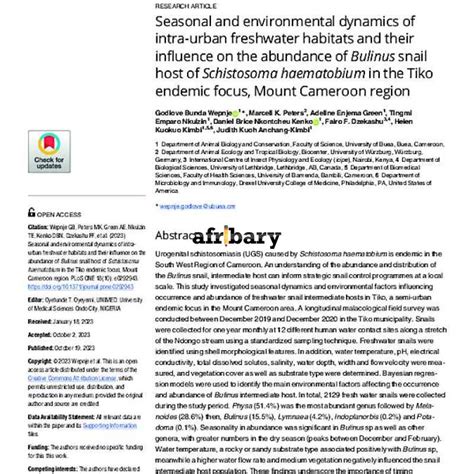 Seasonal And Environmental Dynamics Of Intra Urban Freshwater Habitats And Their Influence On