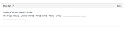 solved simplify the following boolean expression