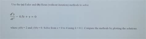 Solved Use The A Euler And B Heun Without Iteration
