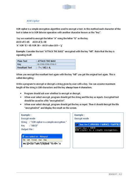 xor cipher example consider the text attack the base encrypted with