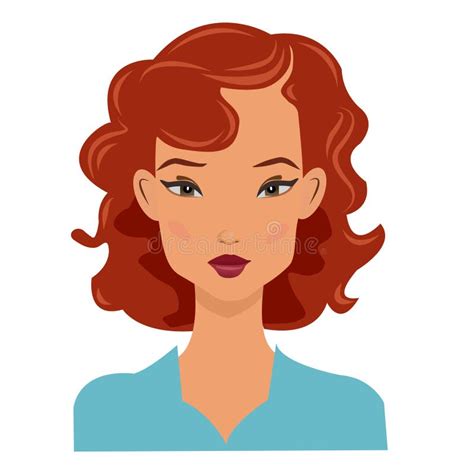 Beautiful Redhead Woman Vintage Retro Vector Illustration Style Stock