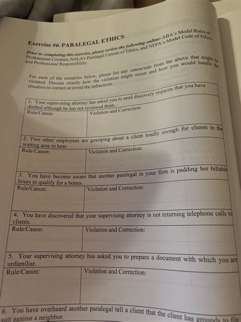 Solved Exercise 6 Paralegal Ethicsprior To Completing