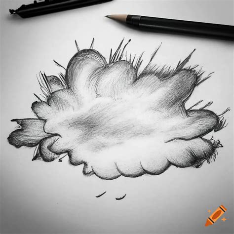 Sunbeam Breaking Through The Clouds In Black And White Sketch Style On