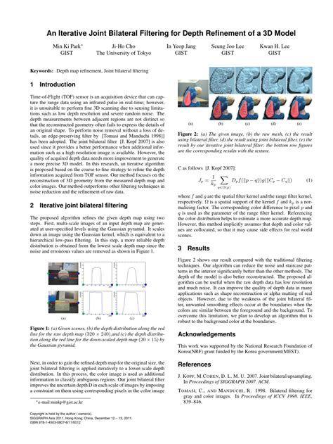 Pdf An Iterative Joint Bilateral Filtering For Depth Refinement Of A