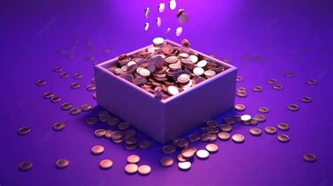 보라색 상자에서 나오는 부동 동전의 3d 렌더링 그림 동전 배경 예산 소득 배경 일러스트 및 사진 무료 다운로드 Pngtree