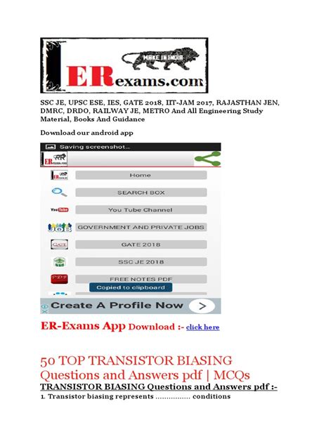 50 Top Transistor Biasing Questions And Answers Pdf Pdf Transistor Amplifier