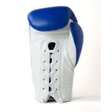 Authentic Lace Up Pro Fight Boxing Gloves Blue And White Sandee Boxing