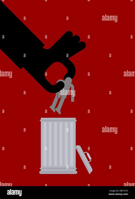 Big Hand Throws Man Into Trash Guy In Rubbish Stock Vector Image Art Alamy