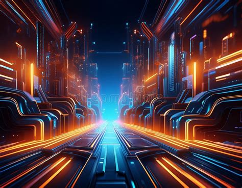 Futuristic Abstract Background With Tech Elements And Neon Lights Stock Image Image Of Bright