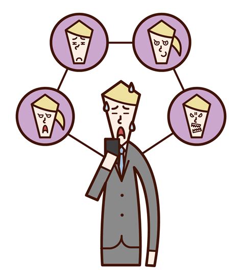 남자가 인간관계에 괴로운 일러스트 무료 일러스트 소재집 Kukukeke