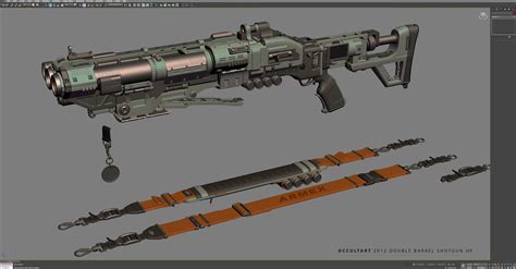 Futuristic Double Barrel Shotgun