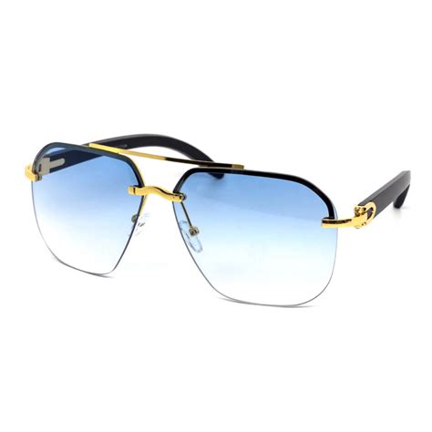Rimless Gradient Aviator Brown Modern Rectangular Aviator