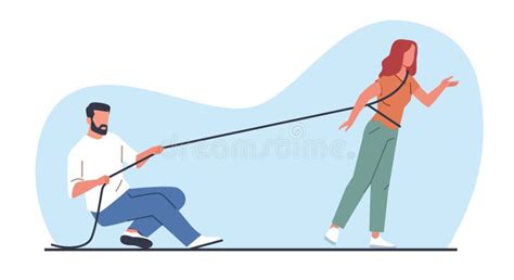 Man Uses Rope To Restrain Woman Male Controlling Female Constraint