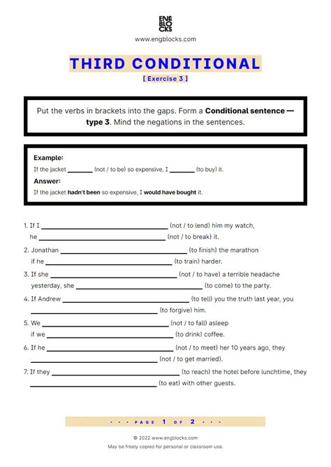 Conditional Sentences — Type 3 — Positive And Negative Esl Worksheets