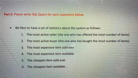Solved Part 2 Please Write Sql Query For Each Statement