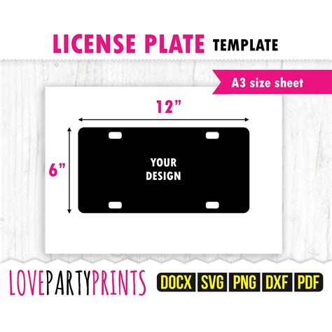 License Plate Template Svg Pdf Png Dxf Blank License Plate Template