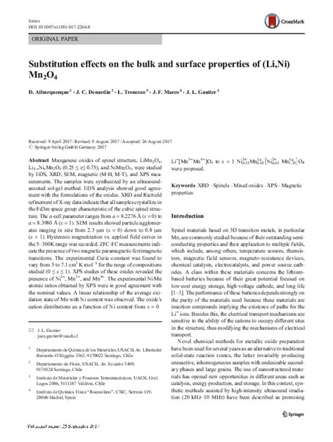 Pdf Substitution Effects On The Bulk And Surface Properties Of Li Ni