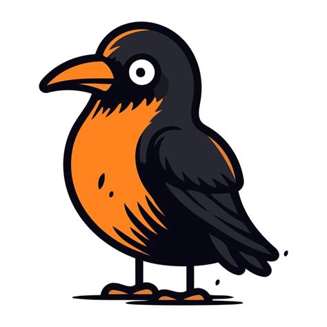 Ilustração Vetorial De Um Melro De Desenho Animado Isolado Em Fundo Branco Vetor Premium