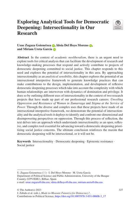 Pdf Exploring Analytical Tools For Democratic Deepening Intersectionality In Our Research