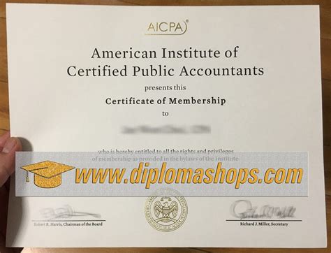 Aicpa Certificateamerican Institute Of Certified Public Accountants