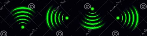Wi Fi Light Effect Green Glowing Signal Sensor Waves Internet Wireless Connection Stock Vector