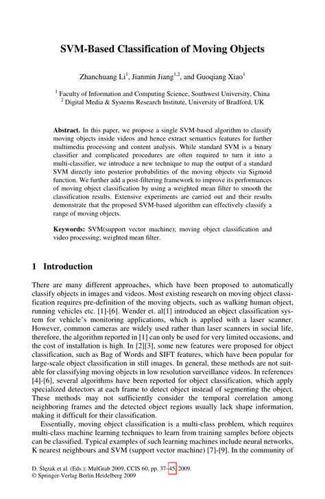 pdf svm based classification of moving objects