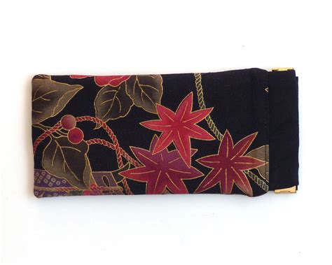 Black Soft Glasses Case With Purple Flowers And Golden Cords