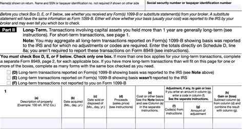 Irs Form 8949 Instructions Sales And Dispositions Of Capital Assets
